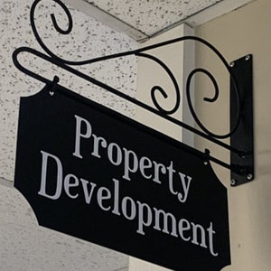 Custom Hanging Sign- Personalized Black Metal Sign With Hanging Rod & Hardware-for Businesses ...