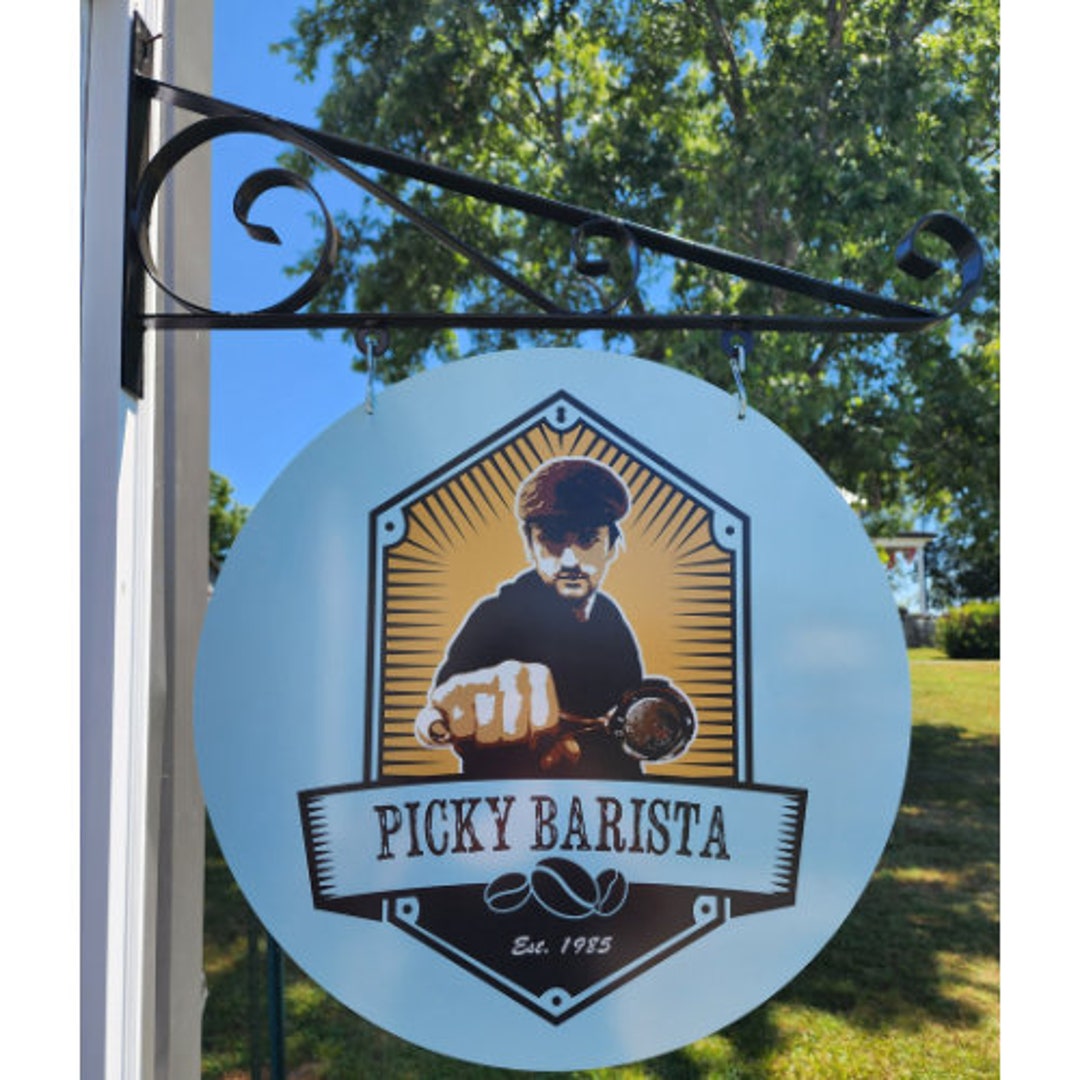 20" Custom 2-sided, Full Color Round Metal Sign With 24" Scroll Bracket ...