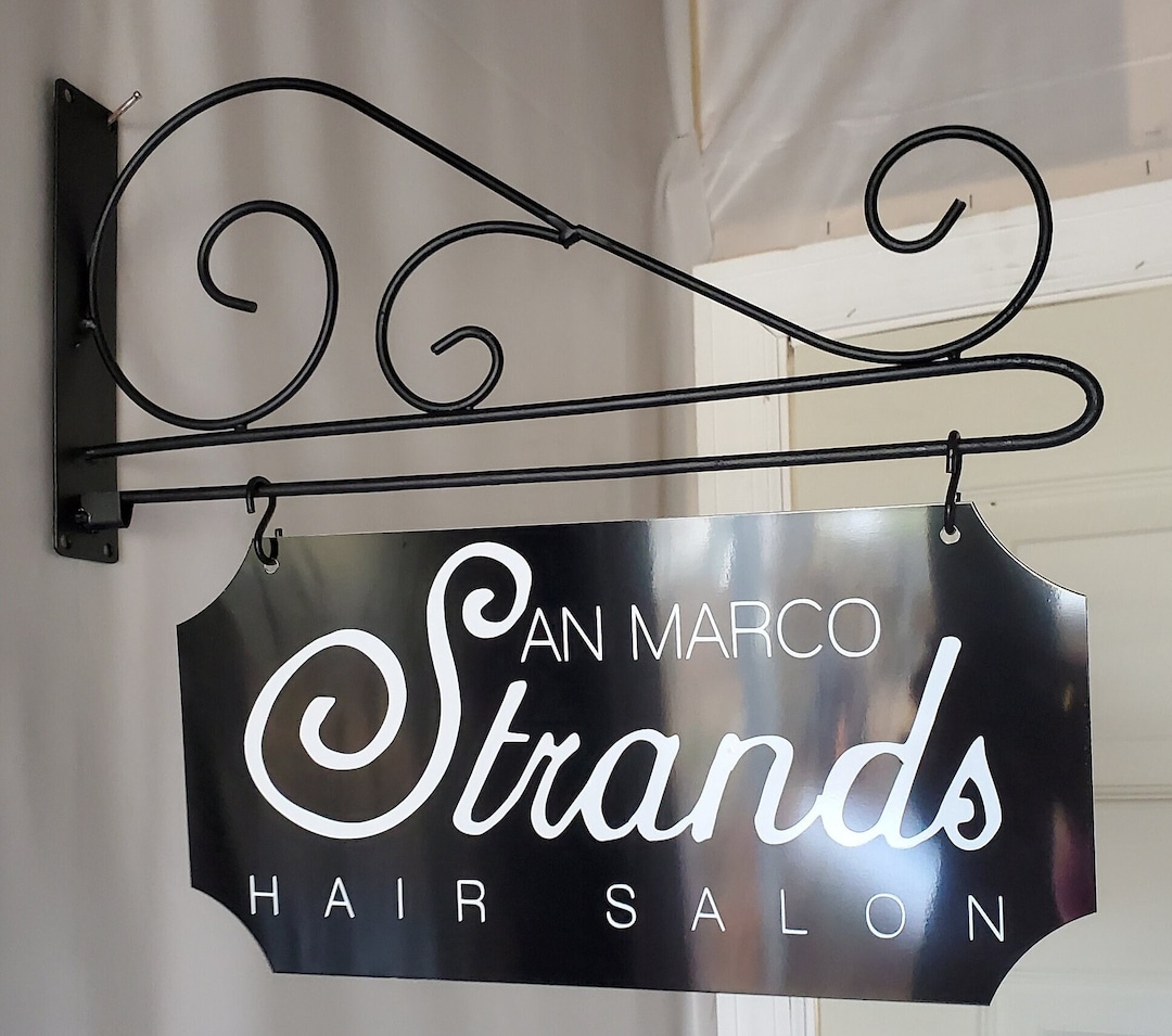 Custom Hanging Sign- Personalized Black Metal Sign With Hanging Rod ...