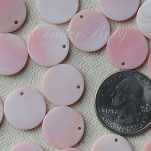 15 Mm Conch Shell Disc, Pink Shell Circle Pendant, Pink Mother of Pearl ...