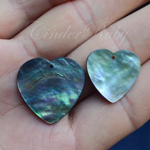 20/25 Mm Abalone Shell Heart Pendants, Abalone Heart Charms - Etsy