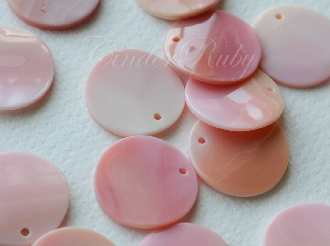 25 Mm Conch Shell Disc, Pink MOP Circle Pendant, Pink Mother of Pearl ...