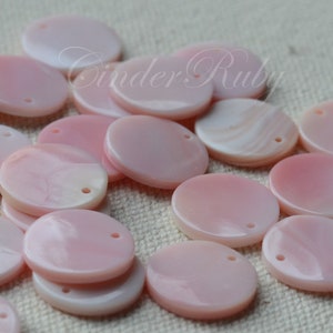 15 Mm Conch Shell Disc, Pink Shell Circle Pendant, Pink Mother of Pearl ...