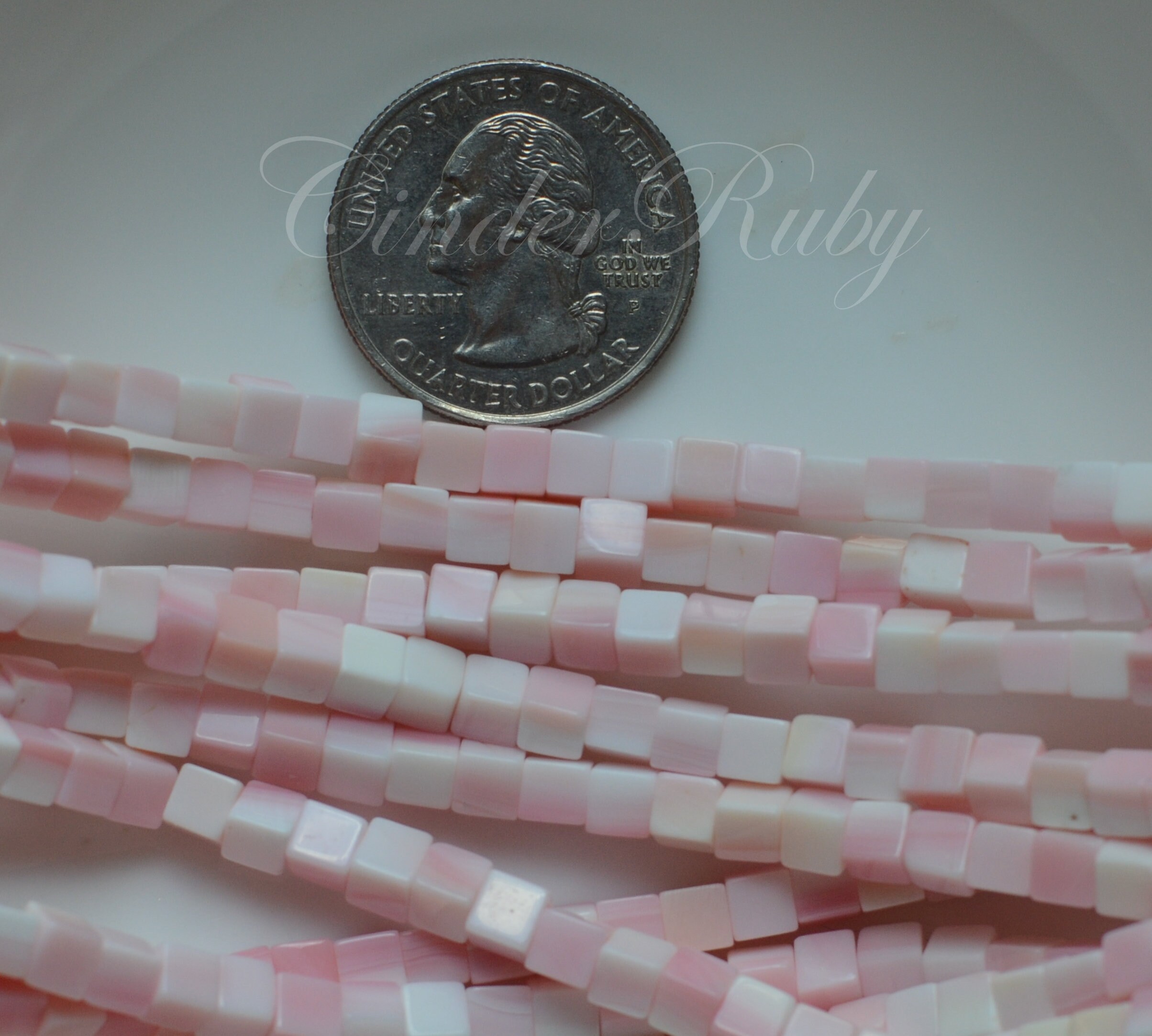 4 Mm Pink Conch Shell Cube Beads - Etsy
