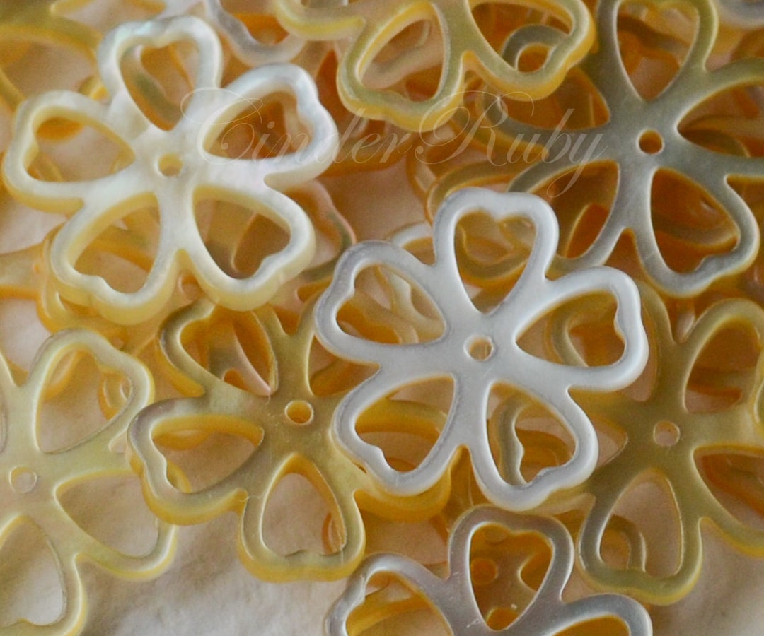 15 Mm MOP Flower Connectors, White Shell Flower Links, Set of 4 or More ...