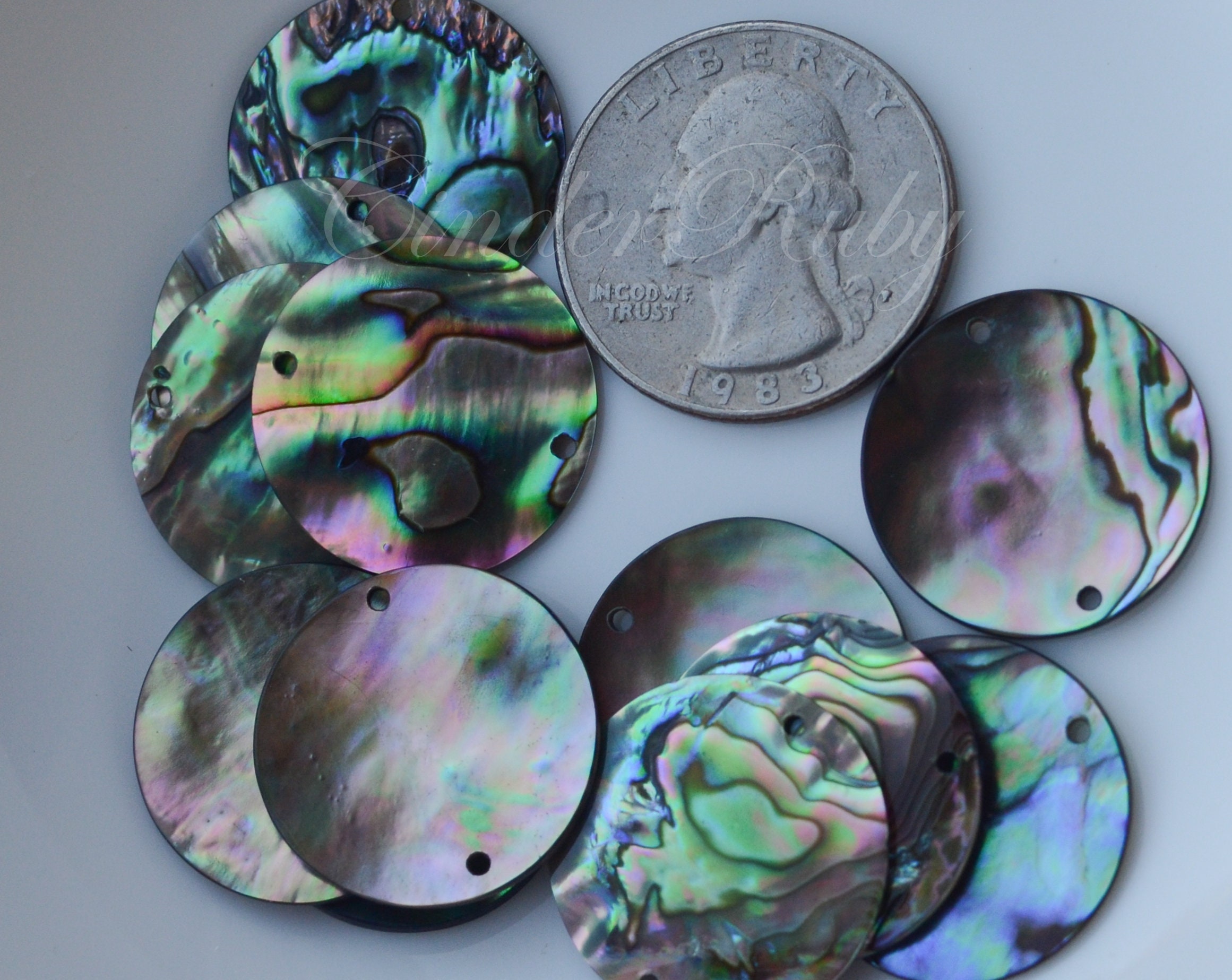 20 Mm Abalone Shell Round Pendants Green Hue Abalone Coin | Etsy