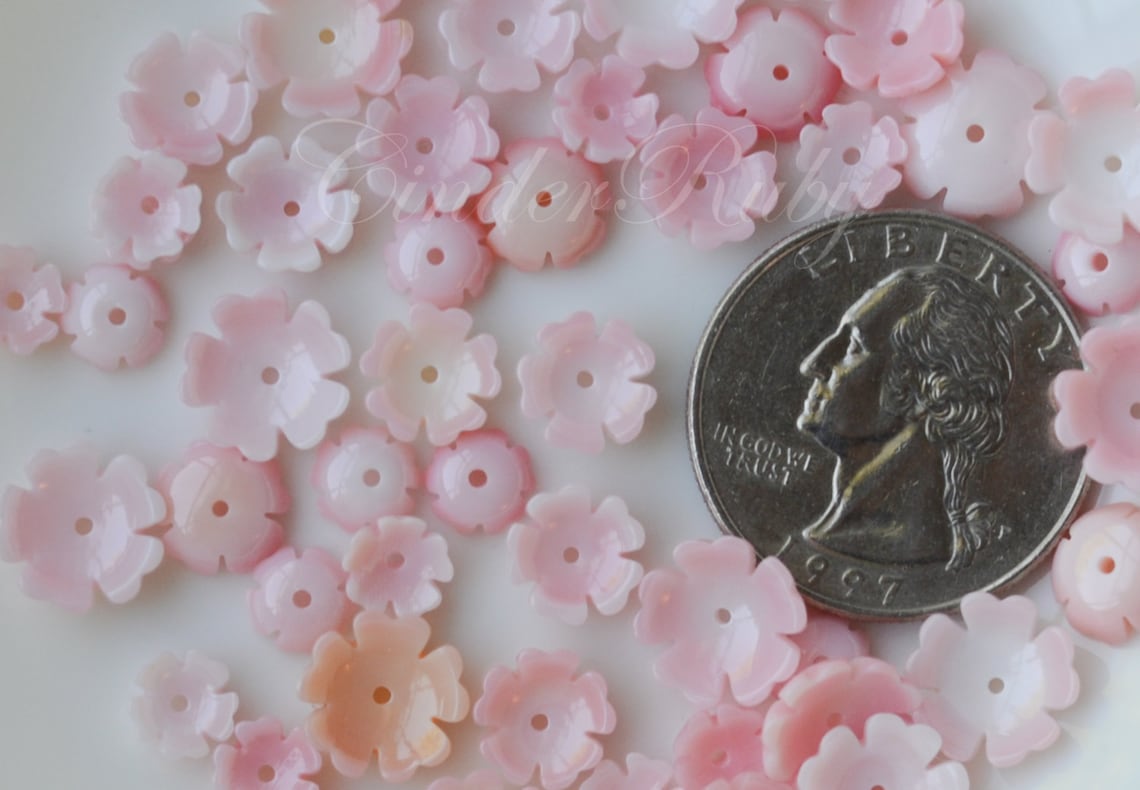 Exquisite Natural Pink Conch Flower Beadsengraved Pink MOP - Etsy