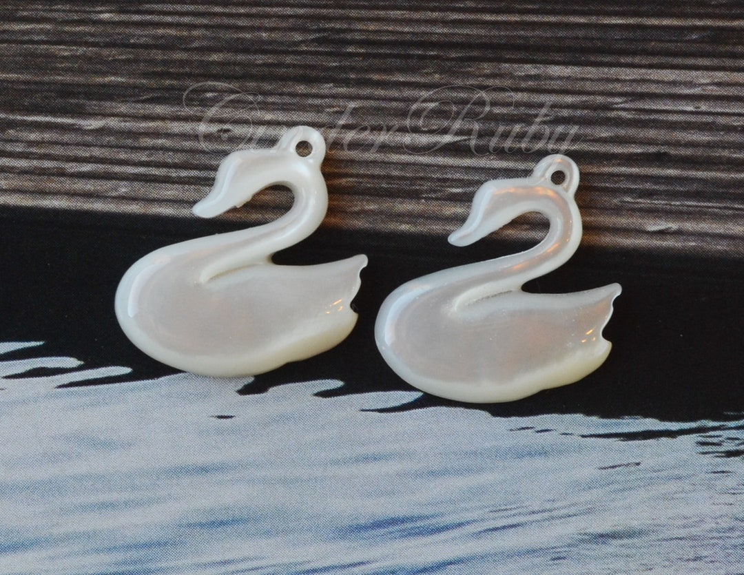 Natural Mother of Pearl Swan Charms, 18 Mm White MOP Goose Pendants - Etsy