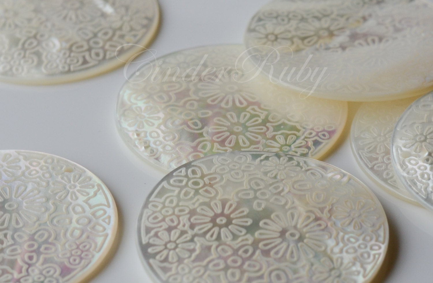 White Shell Flower Garden Disc Pendantsdouble Side Hand | Etsy