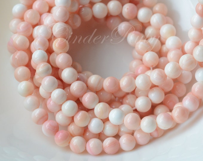 6 Mm Pink Conch Shell Beads,queen Conch Shell Round Ball,mother of ...