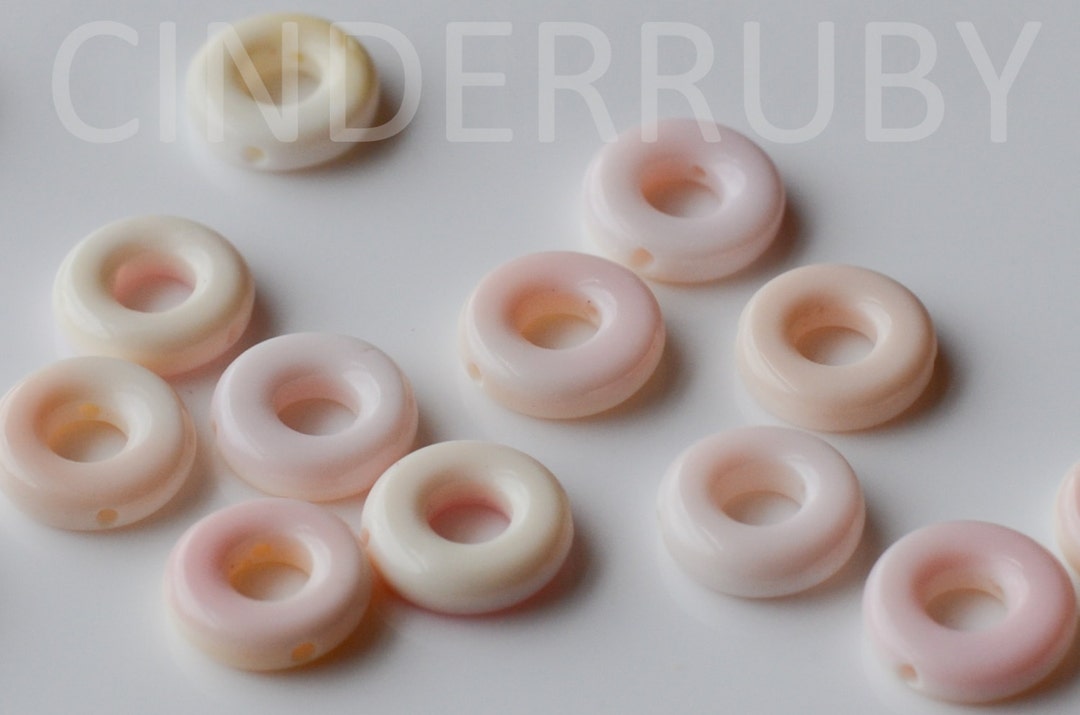 Cream Peachy Queen Conch Shell Donut Beads,pink Conch Shell Donuts;pink ...