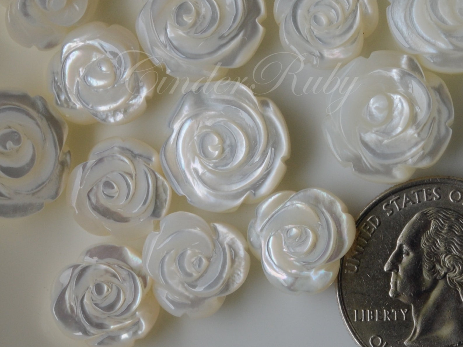 White Shell Roses,white Mother of Pearl Shell Beads,white MOP Flower ...