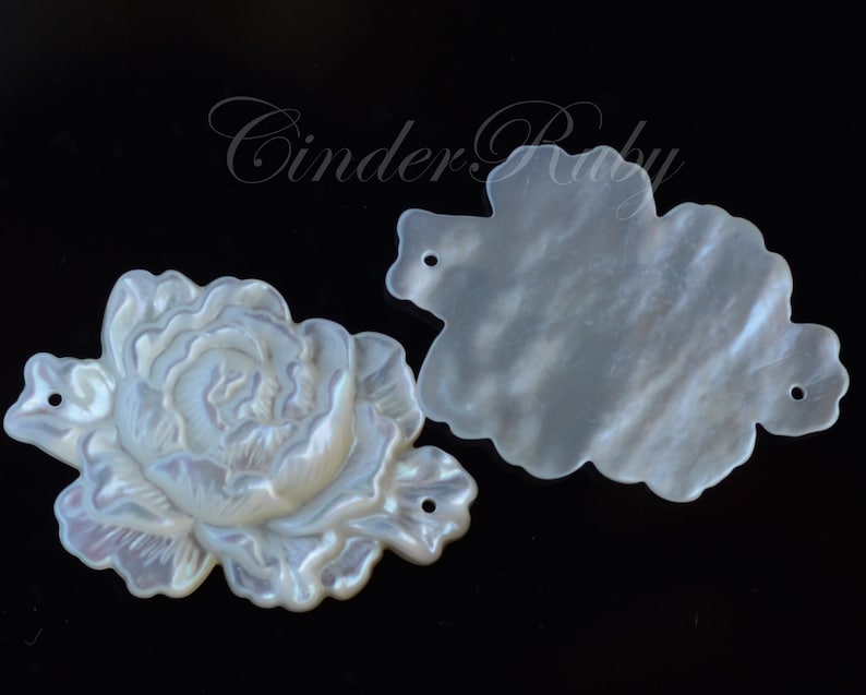 Natural MOP Peony Flower, White Shell Peony Pendant Bead,23x33mm White ...
