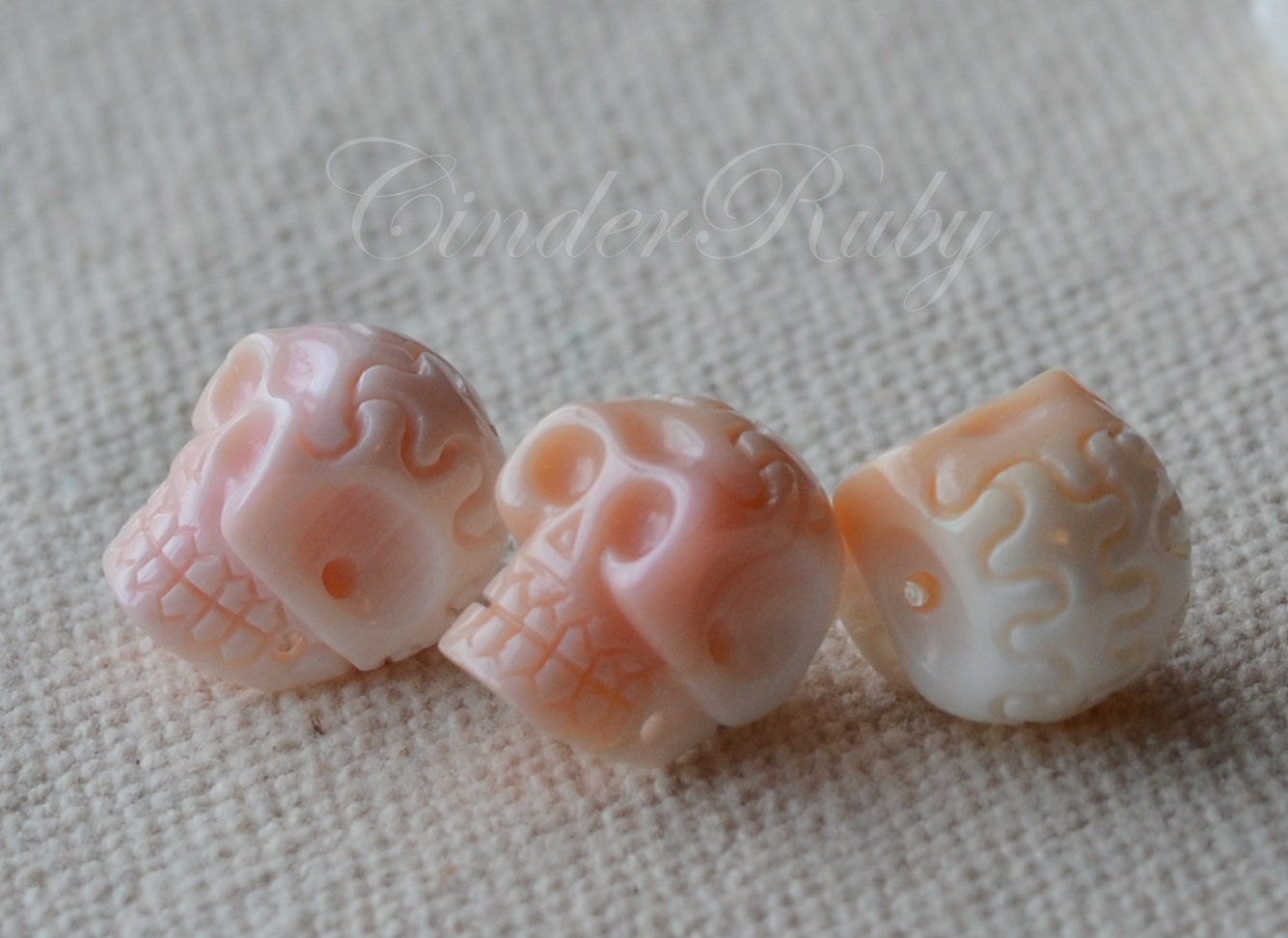 Pink Queen Conch Shell Hand Carved Skull Connector Beadspink - Etsy