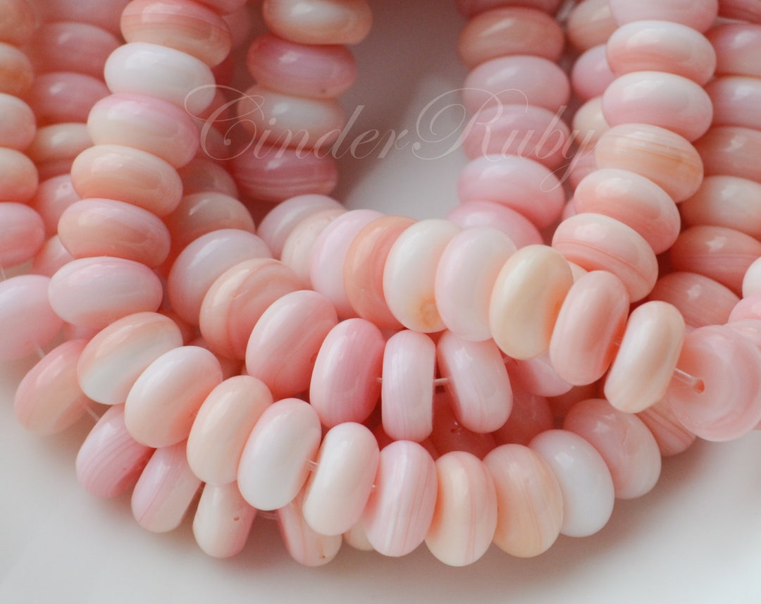 10 Mm Queen Conch Crow Roller Beads, Natural Pink Conch Shell Drum ...