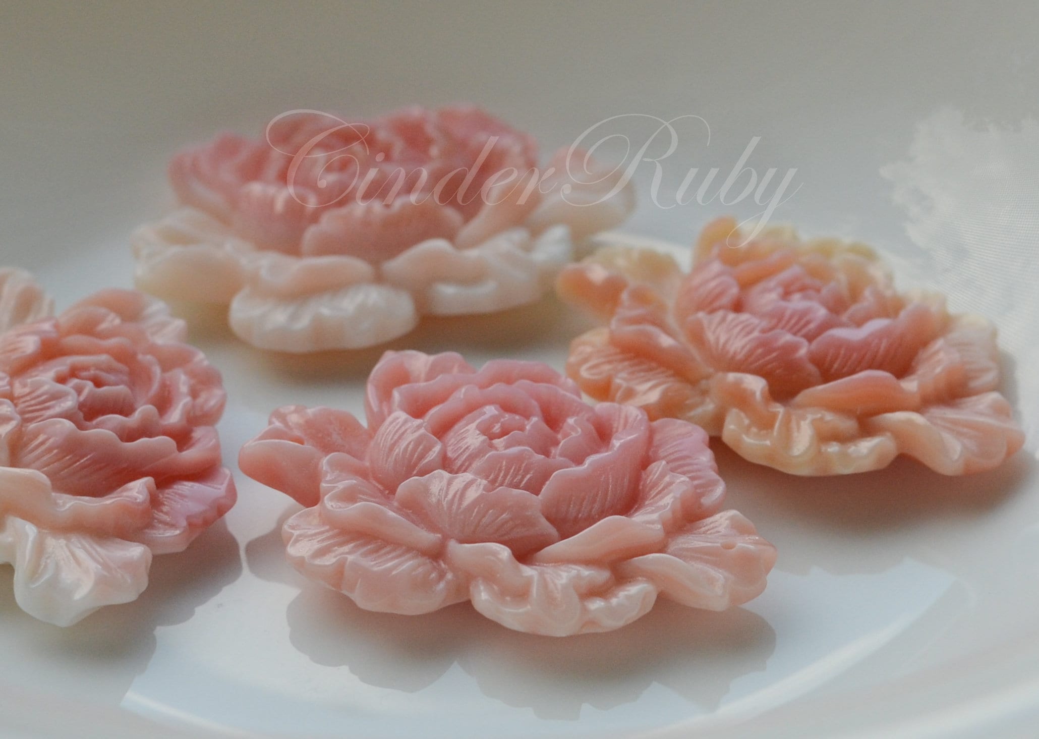 Natural Pink Shell Peony Flower, Pink Conch Peony Pendant Bead,24x35mm ...