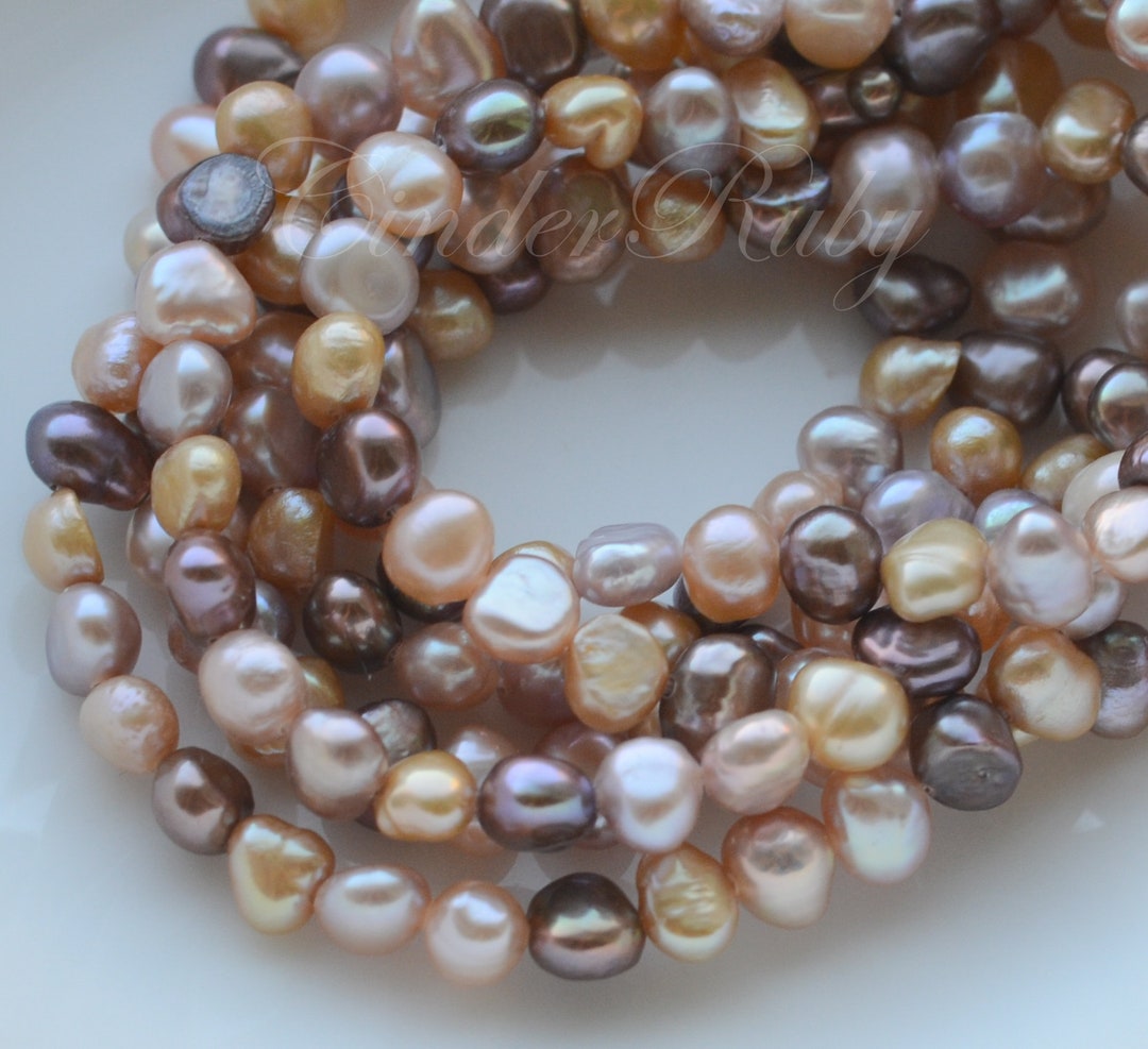 Mixed Color Baroque Nugget Freshwater Pearls,5-6 Mm Potato Pearls, Full ...