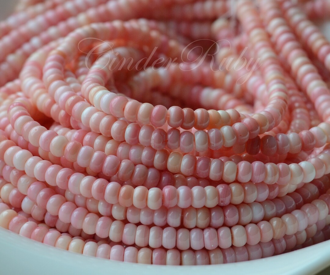 4 Mm Queen Conch Crow Roller Beads, Natural Pink Conch Shell Pony Beads ...