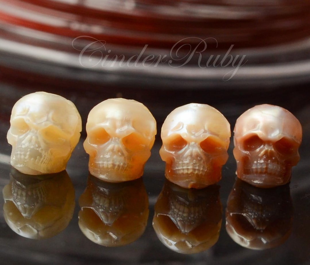 10 Mm Genuine Freshwater Pearl Skull Beads, Delicatedly Carved Skull ...