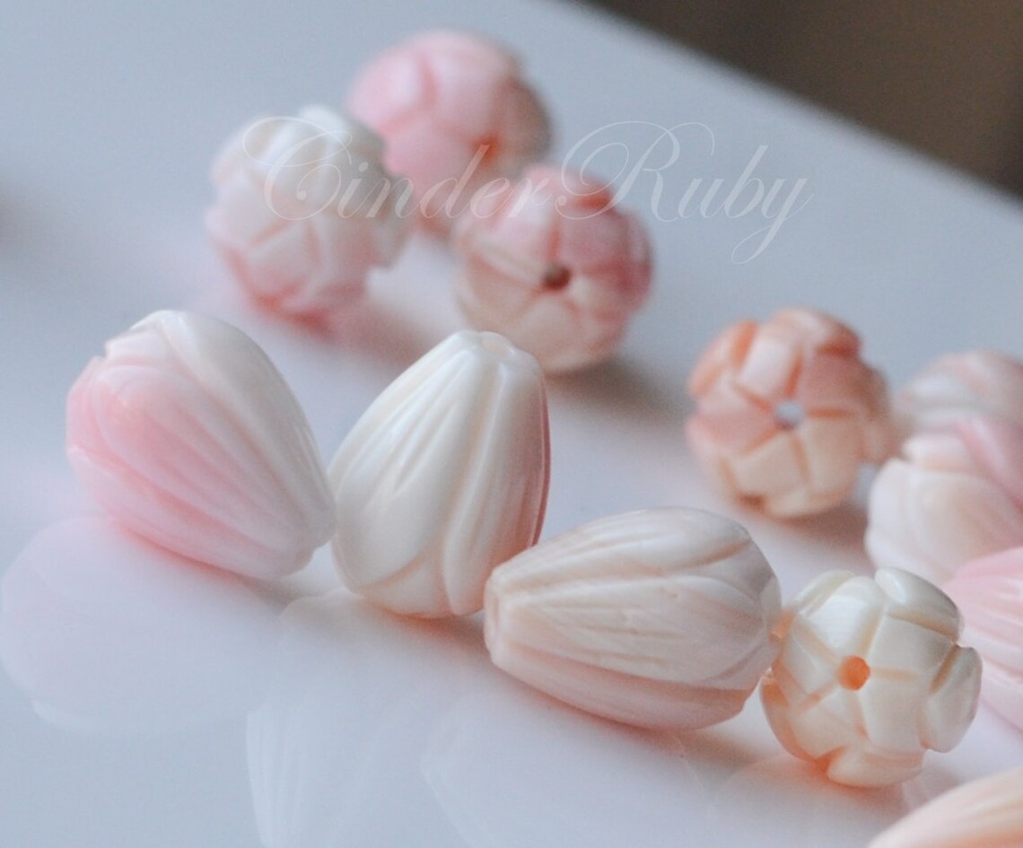 Conch Shell Tulips Vintage Tulip Beadsnatural Pink MOP | Etsy