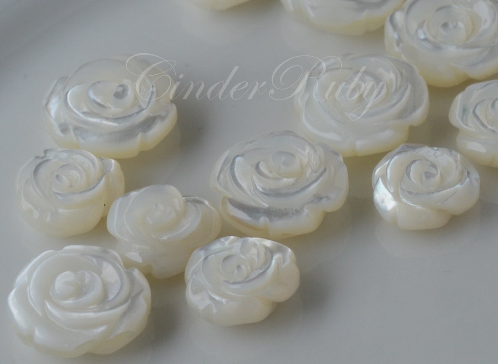White Shell Roses,white Mother of Pearl Shell Beads,white MOP Flower ...
