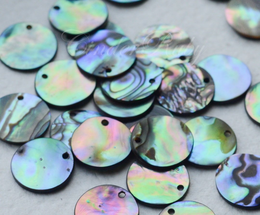 12 Mm Abalone Shell Round Pendants, Green Hue Abalone Coin Charms - Etsy