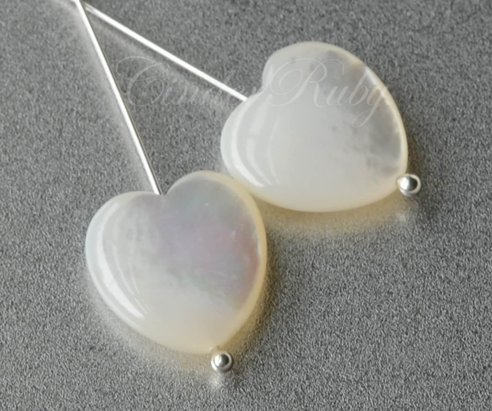 White MOP Puff Heart Beadswhite Shell Sideways Charms - Etsy