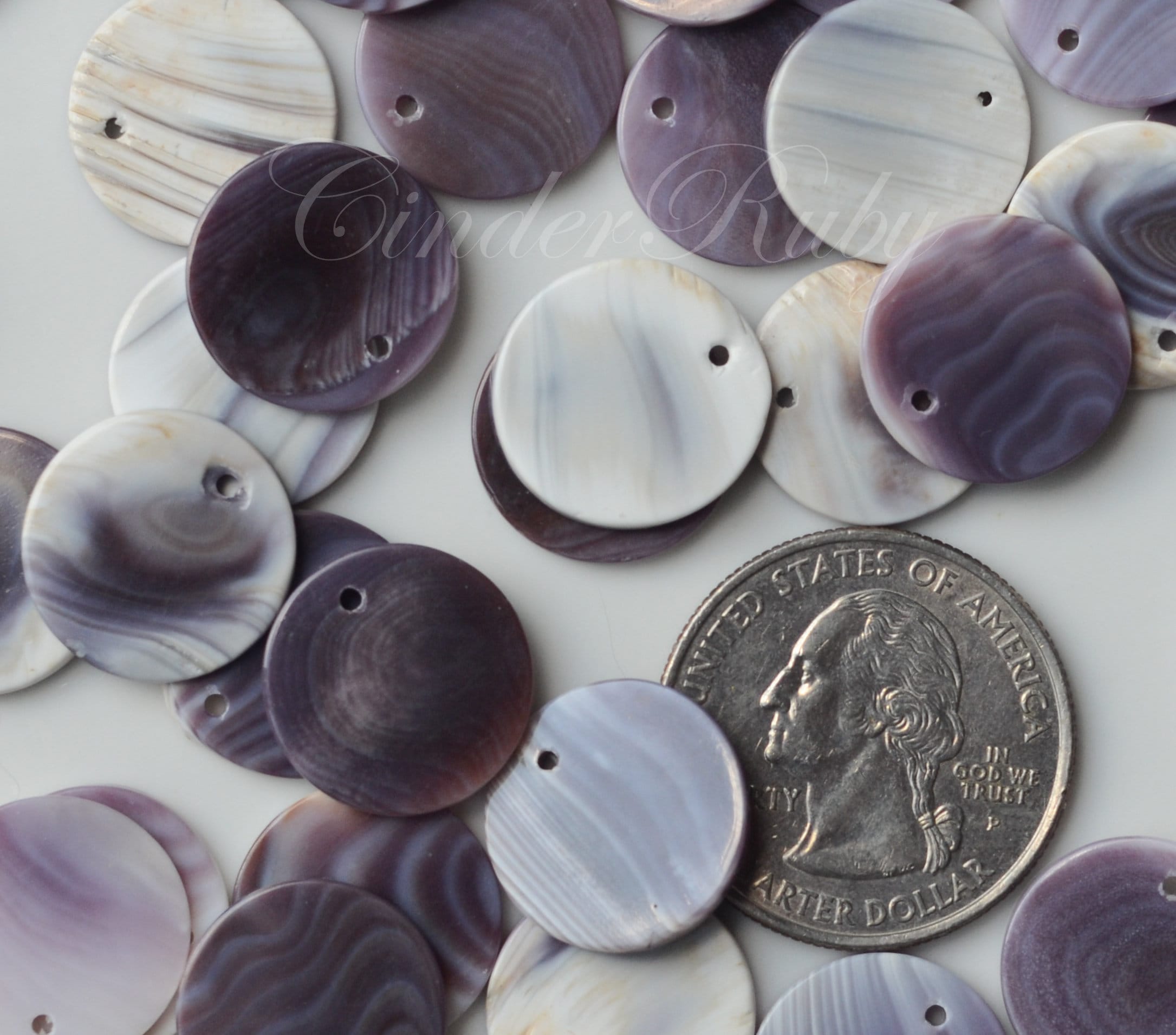 15 Mm Purple Shell Circle Pendants, Wampum Quahog Shell Disc - Etsy