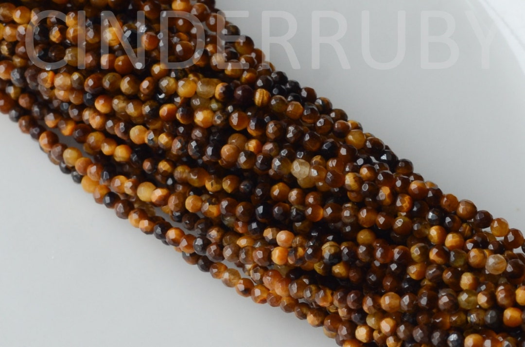 2 Mm Teeny Tiny Seed Faceted Round Tiger Eye Beads, Semi Precious ...