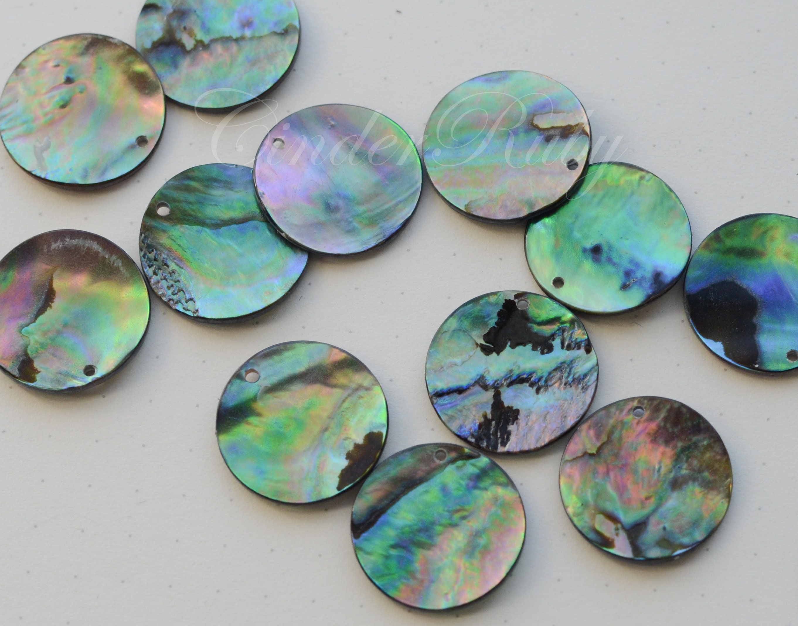 18 Mm Abalone Shell Round Pendants Green Hue Abalone Coin | Etsy