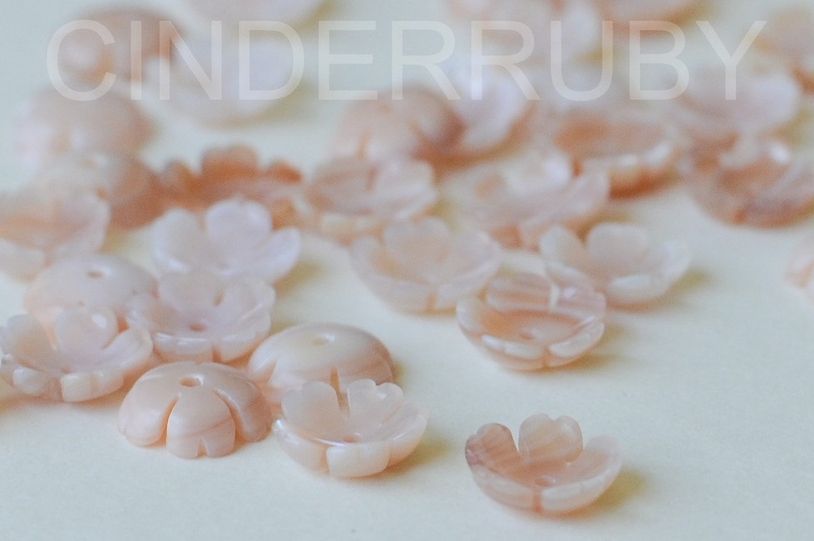 Exquisite Natural Pink Shell Flower BeadsEngraved MOP | Etsy