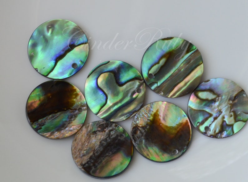 15 Mm Abalone Shell Round Pendants, Green Hue Abalone Coin Charms, - Etsy