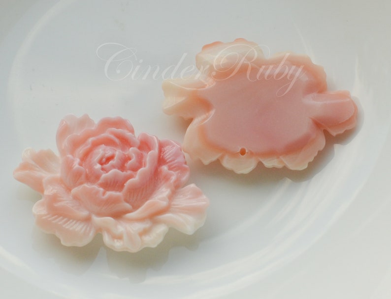 Natural Pink Shell Peony Flower Pink Conch Peony Pendant - Etsy