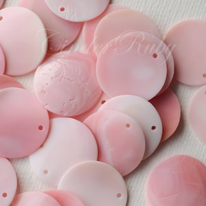 30 Mm Conch Shell Disc, Pink MOP Circle Pendant, Pink Mother of Pearl ...