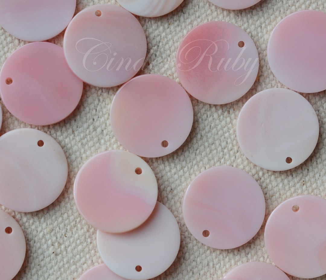 15 Mm Conch Shell Disc, Pink Shell Circle Pendant, Pink Mother of Pearl ...