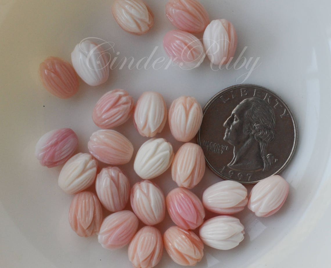 Conch Shell Tulips Vintage Tulip BeadsNatural Pink MOP | Etsy