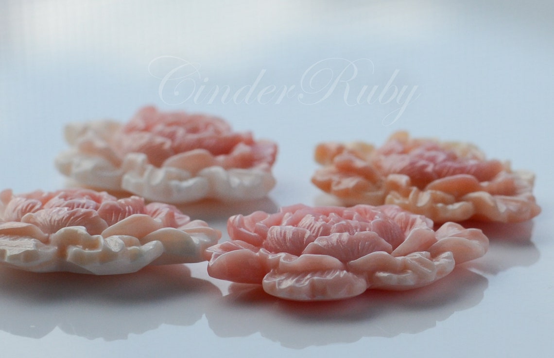 Natural Pink Shell Peony Flower, Pink Conch Peony Pendant Bead,24x35mm ...