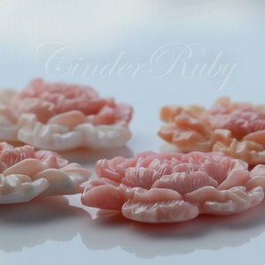 Natural Pink Shell Peony Flower, Pink Conch Peony Pendant Bead,24x35mm ...