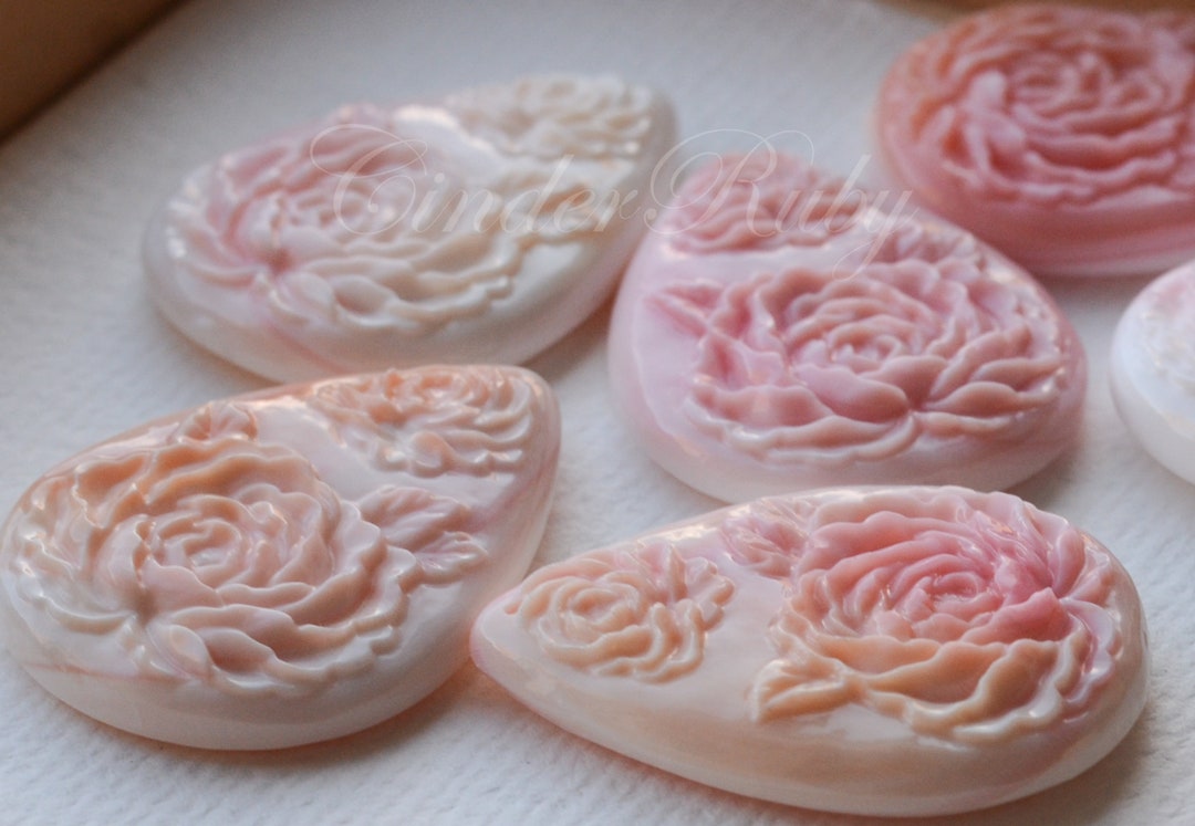 Pink Conch Pear Shaped Flower Pendants, Peony Garden Pendants,1 Pc - Etsy