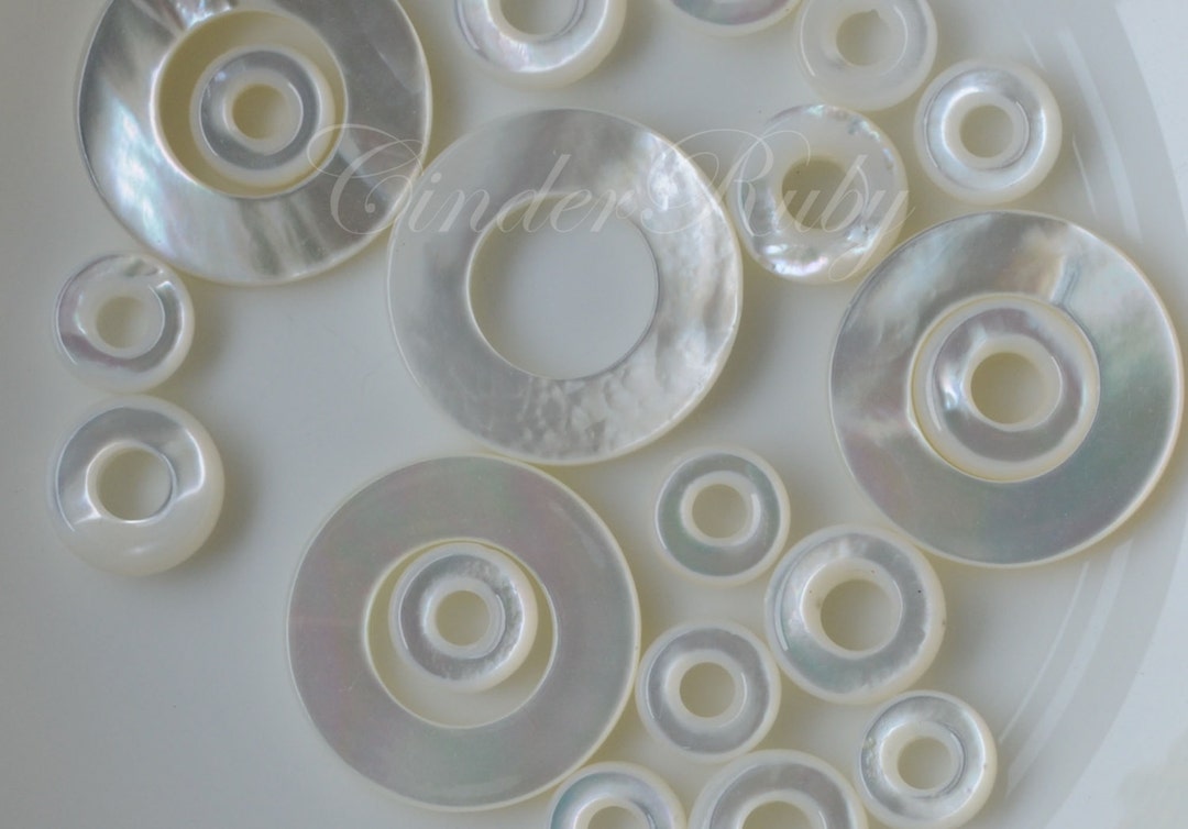 White Shell Round Loops,white MOP Donuts;full Drilled White Mother of ...