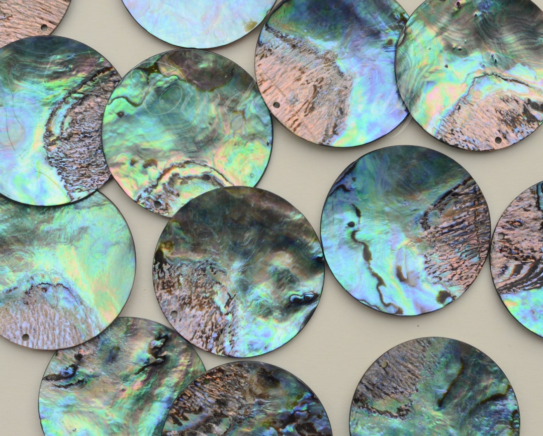 50 Mm Abalone Shell Circle Pendants, Green Hue Abalone Discs - Etsy