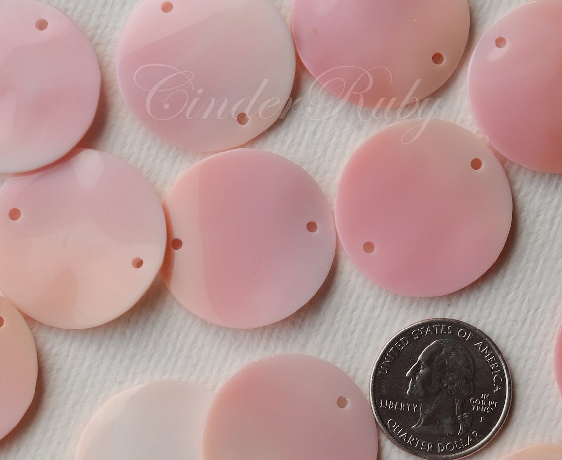 30 Mm Conch Shell Disc, Pink MOP Circle Pendant, Pink Mother of Pearl ...