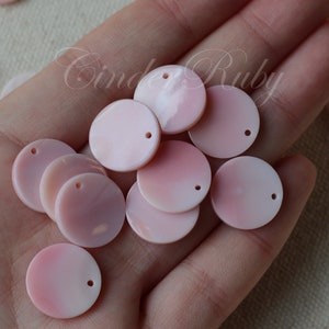 15 Mm Conch Shell Disc, Pink Shell Circle Pendant, Pink Mother of Pearl ...