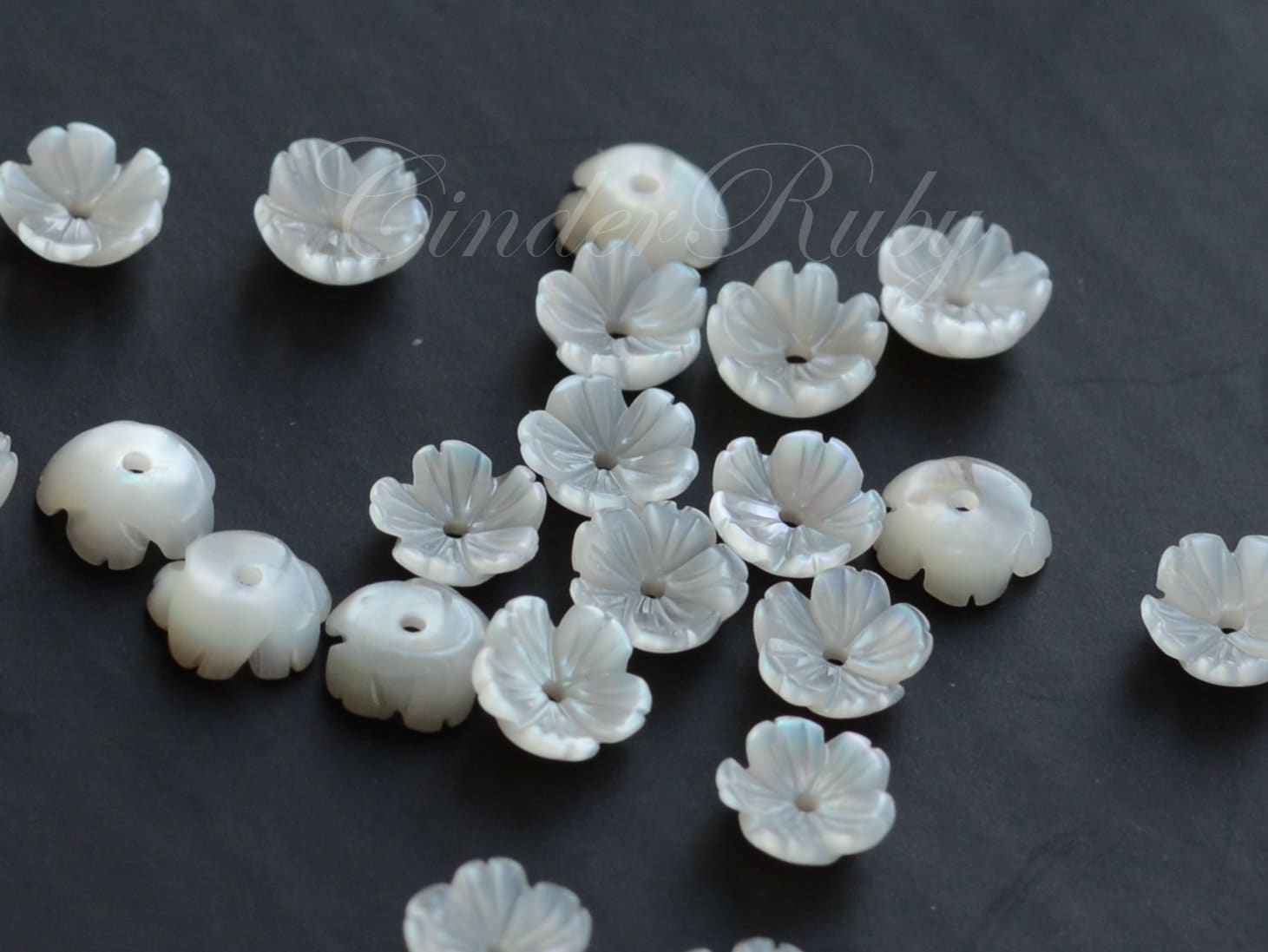 Carved MOP Flower Beads,exquisite White Shell Flower Blossom,white 5 ...
