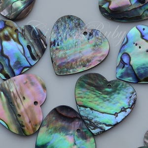 20/25 Mm Abalone Shell Heart Pendants, Abalone Heart Charms - Etsy