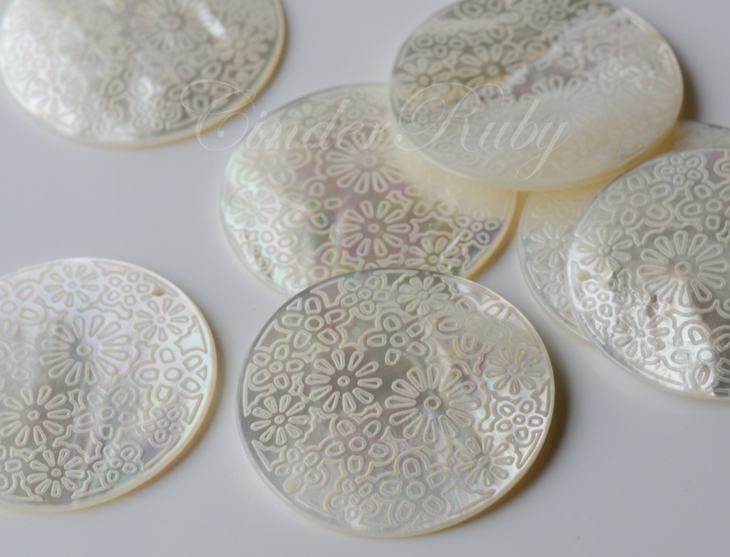 White Shell Flower Garden Disc Pendantsdouble Side Hand | Etsy