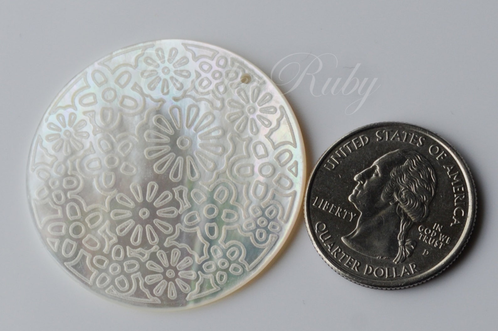 White Shell Flower Garden Disc Pendantsdouble Side Hand | Etsy