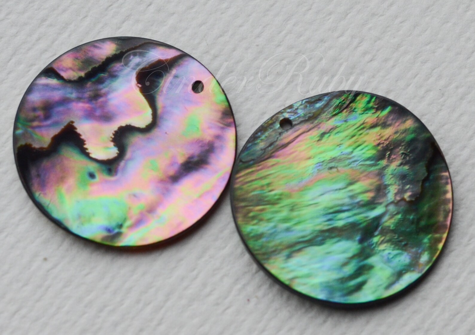 30 Mm Abalone Shell Round Pendants Green Hue Abalone Coin - Etsy