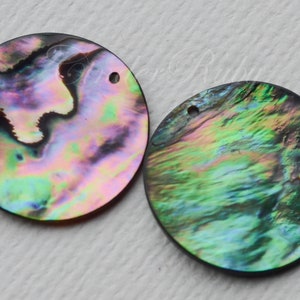 30 Mm Abalone Shell Round Pendants, Green Hue Abalone Coin Charms - Etsy