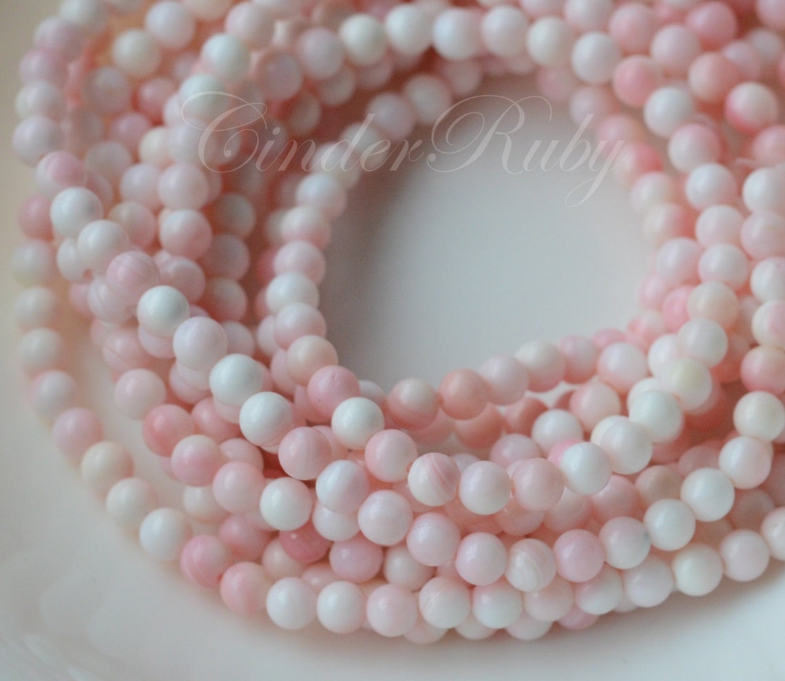 4 Mm Pink Conch Shell Beads,queen Conch Shell Round Ball,mother of ...